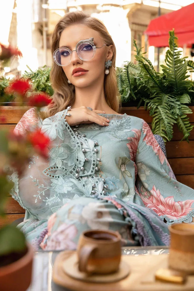 3PC-Printed Lawn Zarri Shirt With Voile Printed Dupatta-1520 – Sapphire ...